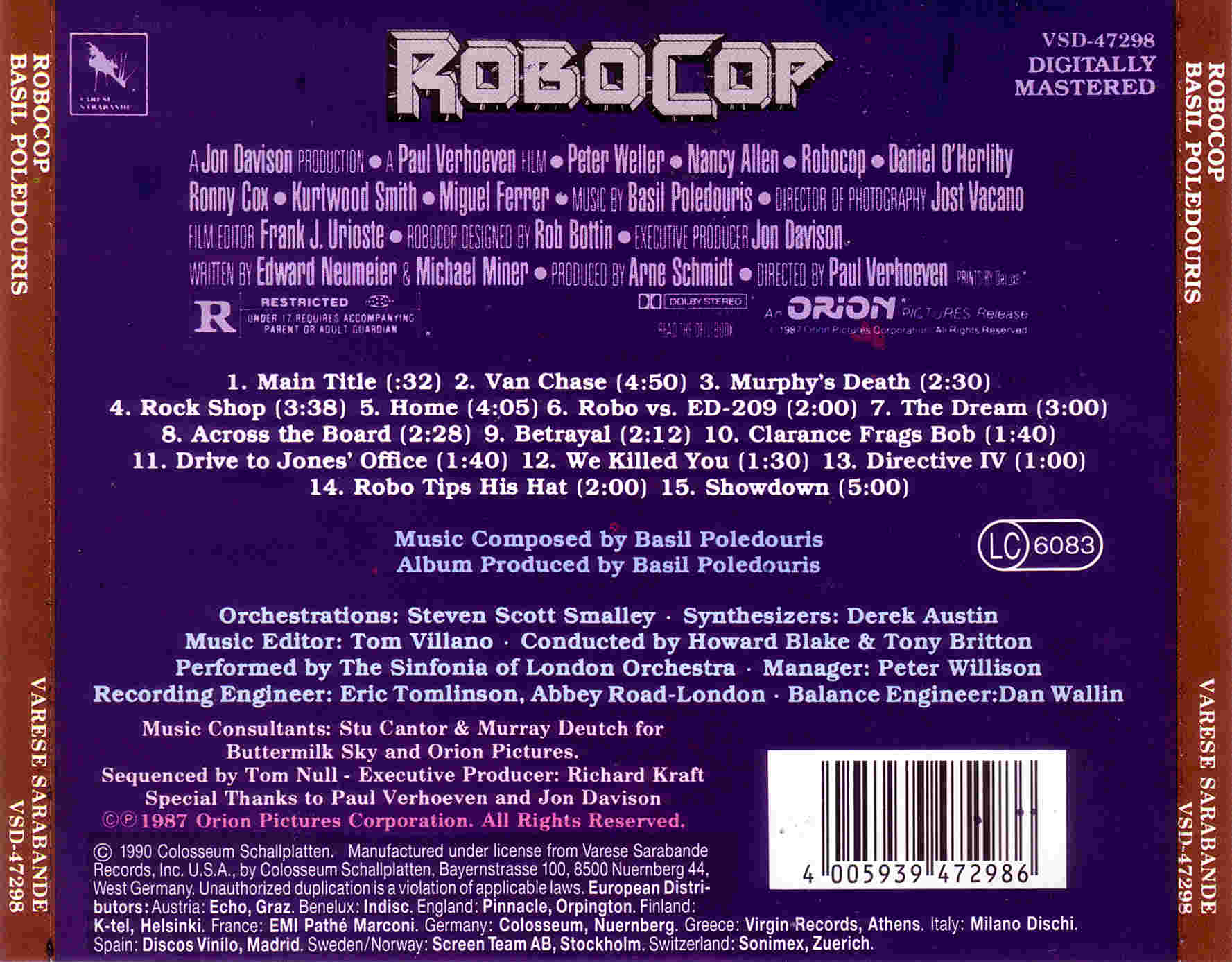 Robocop 1 : Back | CD Covers | Cover Century | Over 1.000.000 Album Art ...